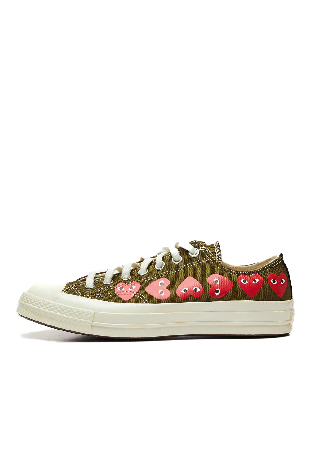 COMME des GARÇONS Play Converse Multi Heart Low 'Olive' [162976C] | ROOTED
